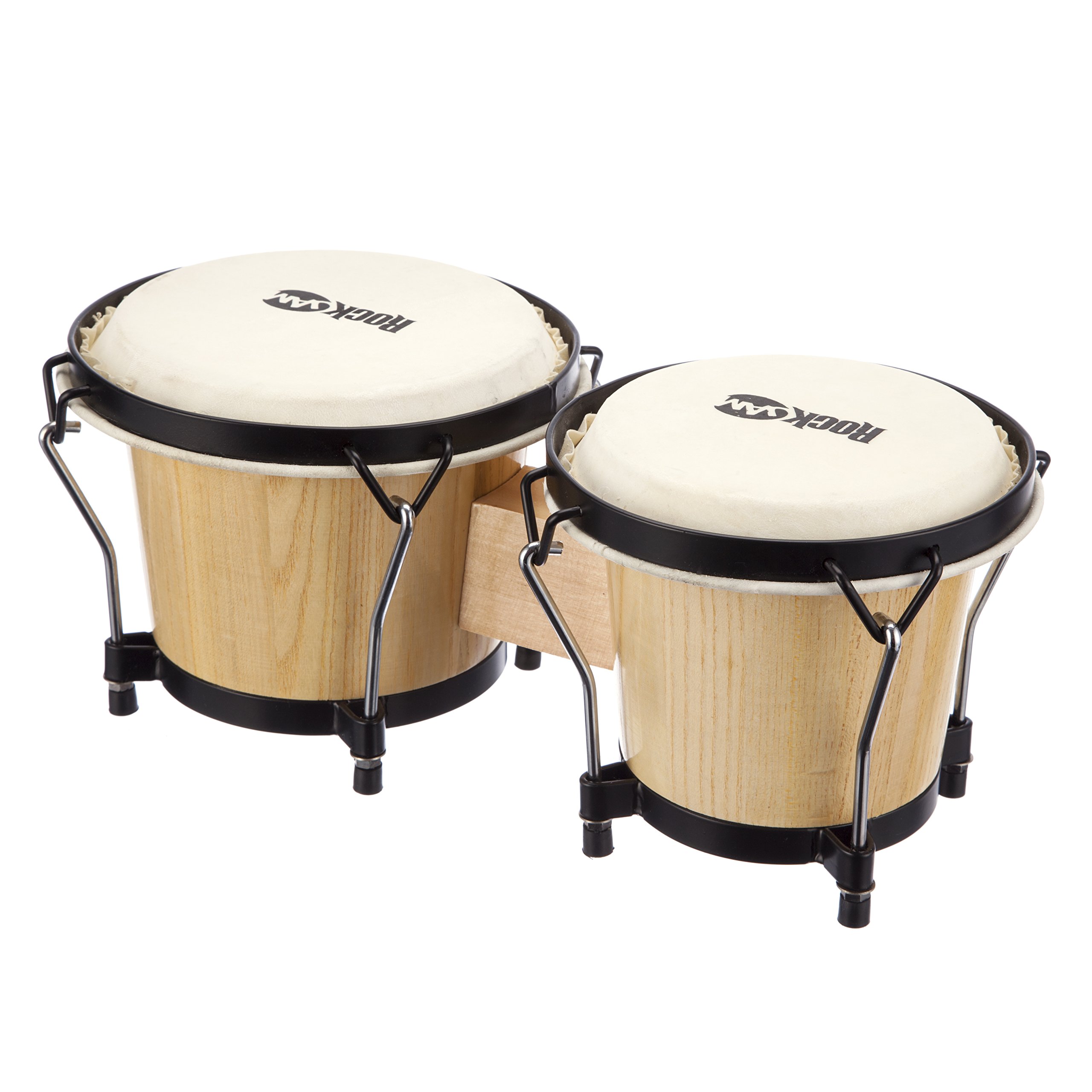 RockJam 7" and 8" Bongo Drum Set with Padded Bag and Tuning Key, Natural