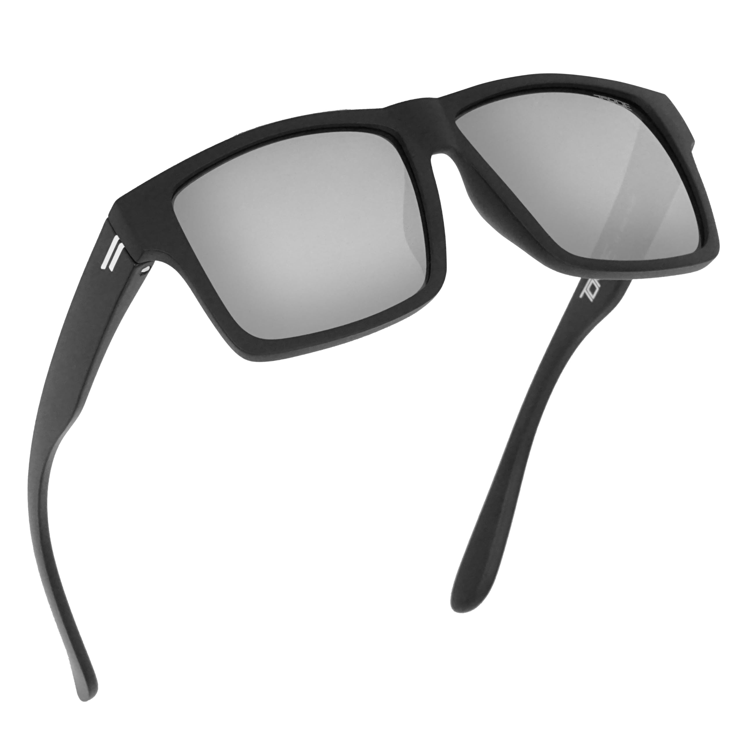 TOROE Classic RANGE Black Frame Polarized TR90 Unbreakable Sunglasses with Hydrophobic Coated Polycarbonate AR Lenses (Matte Black | Silver (CAT3))