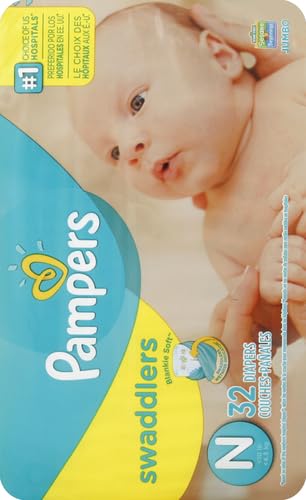 Pampers Swaddlers Disposable Diapers Newborn Size 0 (> 10 lb), 32 Count, JUMBO