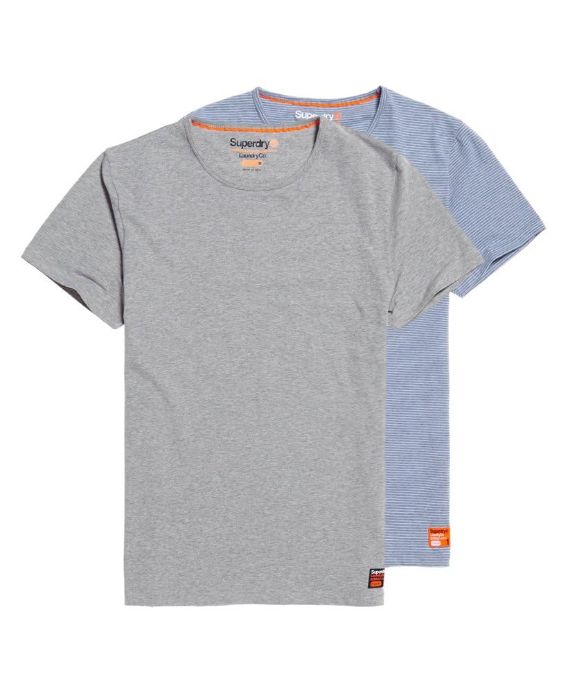 Superdry Mens Organic Cotton Sd Laundry Slim Fit Lounge T-Shirt Lounge Blue Feeder/Lounge Grey Marl Size M