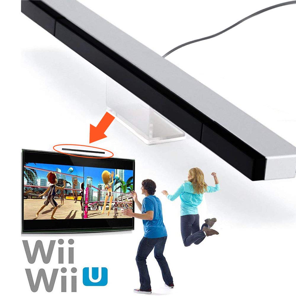 SOONORY for USB Wii Sensor Bar, Infrared IR Ray Motion Sensor Signal Receiver for Nintendo Wii and Wii U Console USB Port with Stable Stand(Black/Silvery)