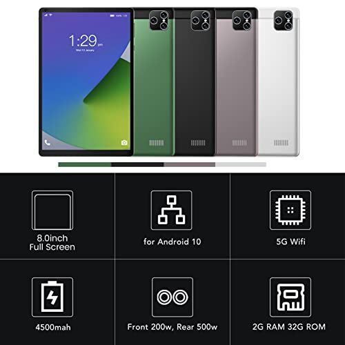 Yoidesu Calling Tablet for 10, 8 inch Eye Protection IPS HD Touch Screen, 2GB RAM 32GB ROM, 3G Internet Call, 5G WiFi Dual Band, 8 Cores CPU, Ideal Gifts for Kids (White)