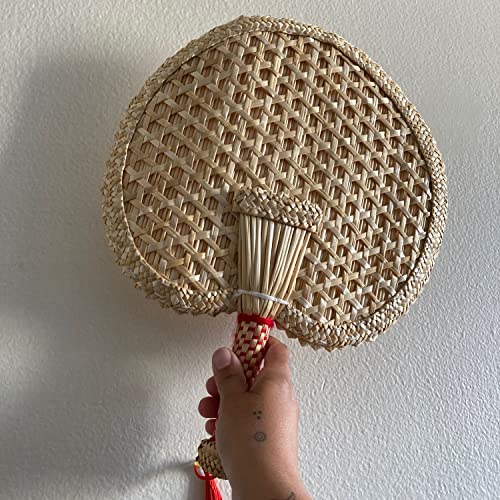 ZSQHD Hand-Woven Woven Straw Hand Fan Old Summer Natural Environmentally Friendly Hand-Woven Fan Decorative Round Fan