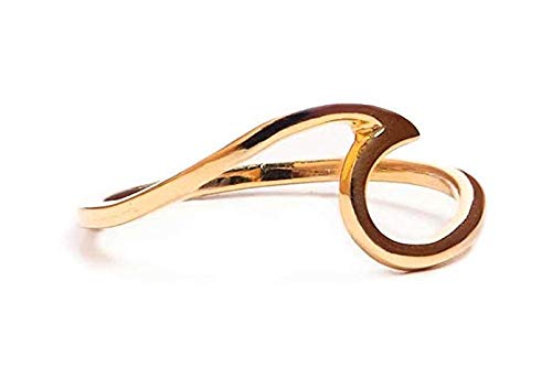 Pura Vida Ocean Wave Ring for Women, Gold Plated .925 Sterling Silver Band, Beach -Themed Jewelry - Size 9