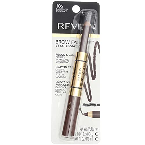 Revlon Brow Fantasy Pencil & Gel, Dark Brown [106], 1 ea (Pack of 4)