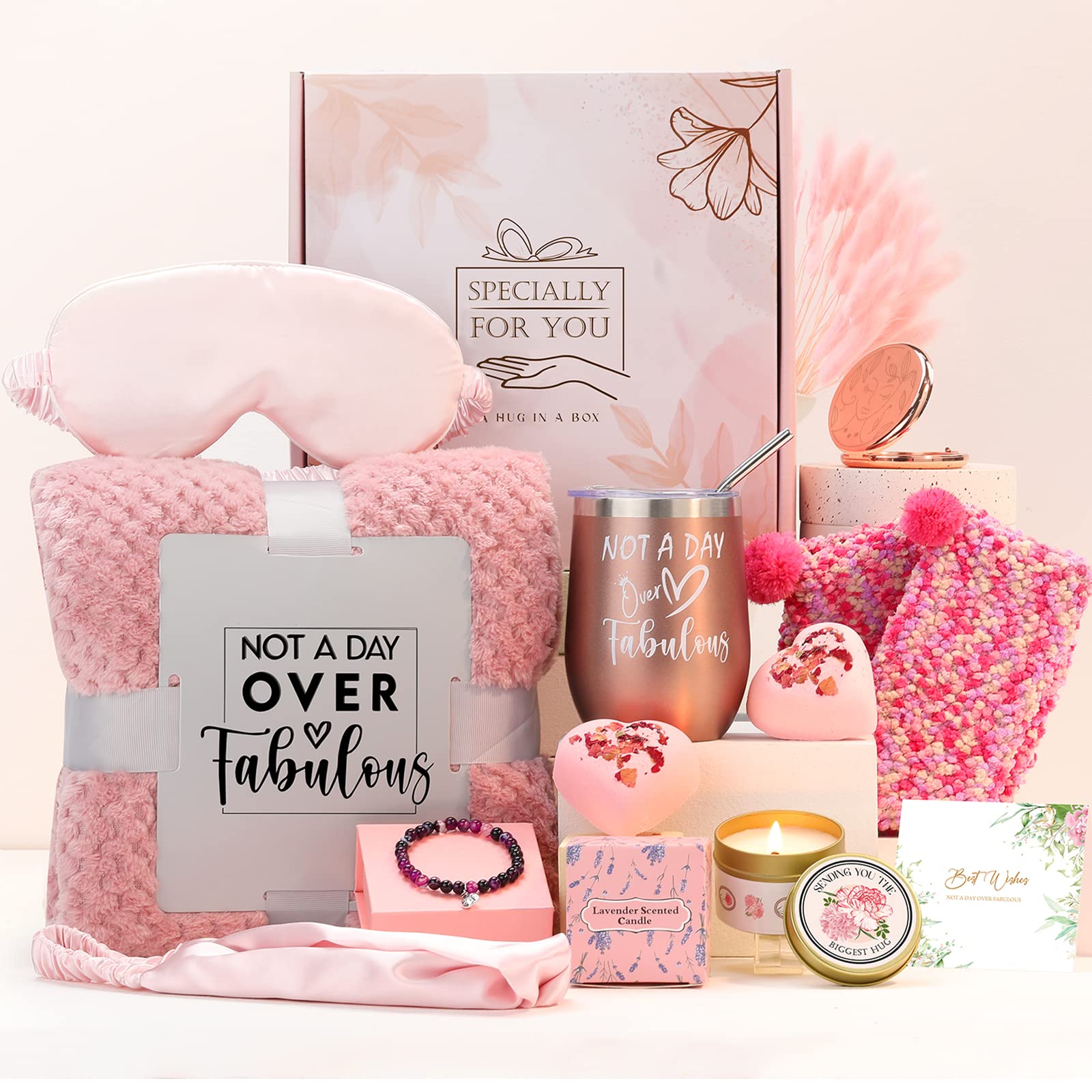 Women Gifts Get Well Soon Gift Basket-Mothers Day Gifts-Unique Birthday Gifts for Women-Self Care Package for Women-Relaxing Spa Gift Inspirational Thinking of You Gifts for Mom Wife Girlfriend Friend