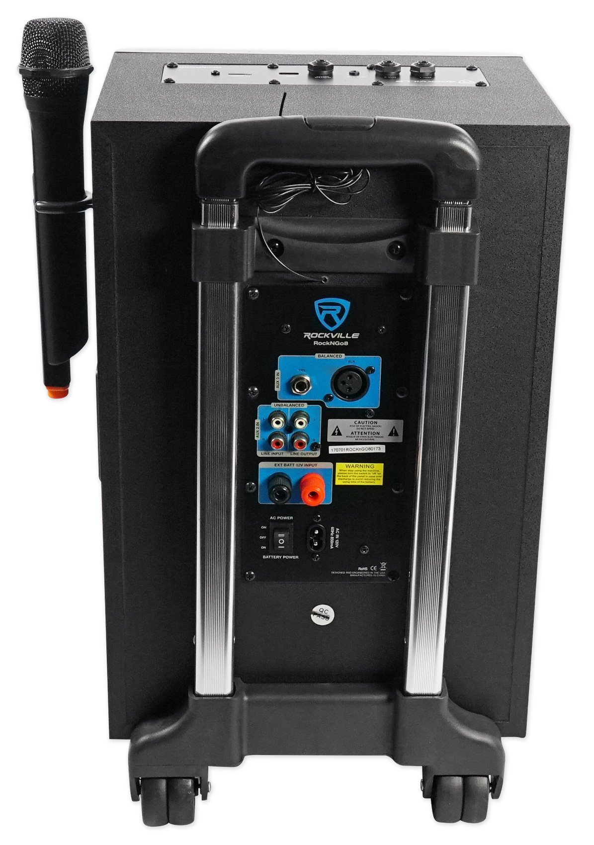 RockvilIe 8" Portable YouTube Bluetooth Karaoke Machine/System w/Wireless Mic