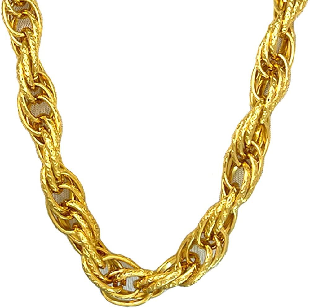 TUOKAY Long 18k Gold Rope Chain for 80s and 90s Rapper Costume Faux Gold Rope Chain 30" 12mm Thick Big Chunky Hip Hop Gold Chains Long