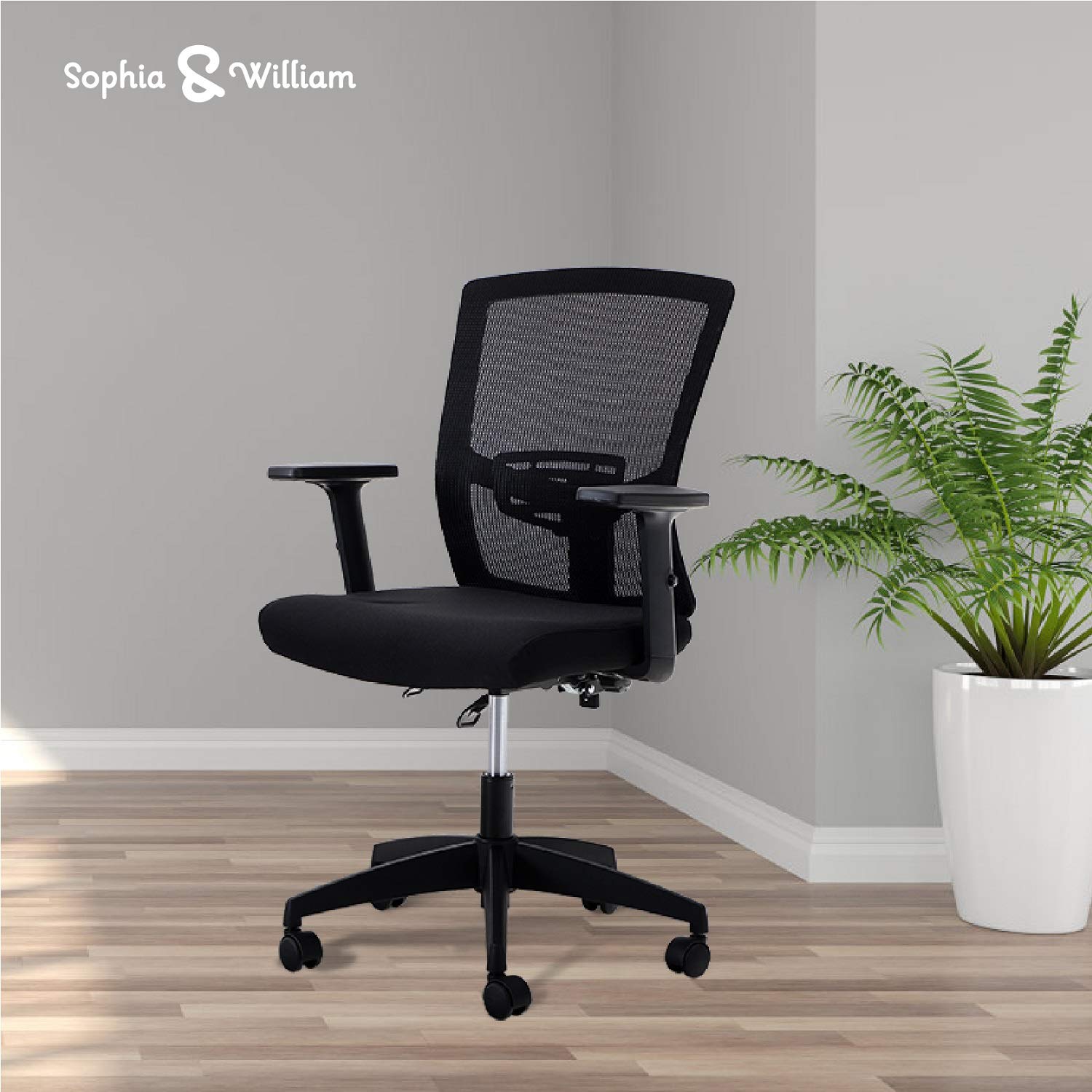 Sophia & William Ergonomic Mesh Office Desk Chair High Back, Modern 360° Swivel Executive Computer Chair with Height Adjustable Armrests, Lumbar Support, Black - 1 Pack, Load Capacity: 300 lbs
