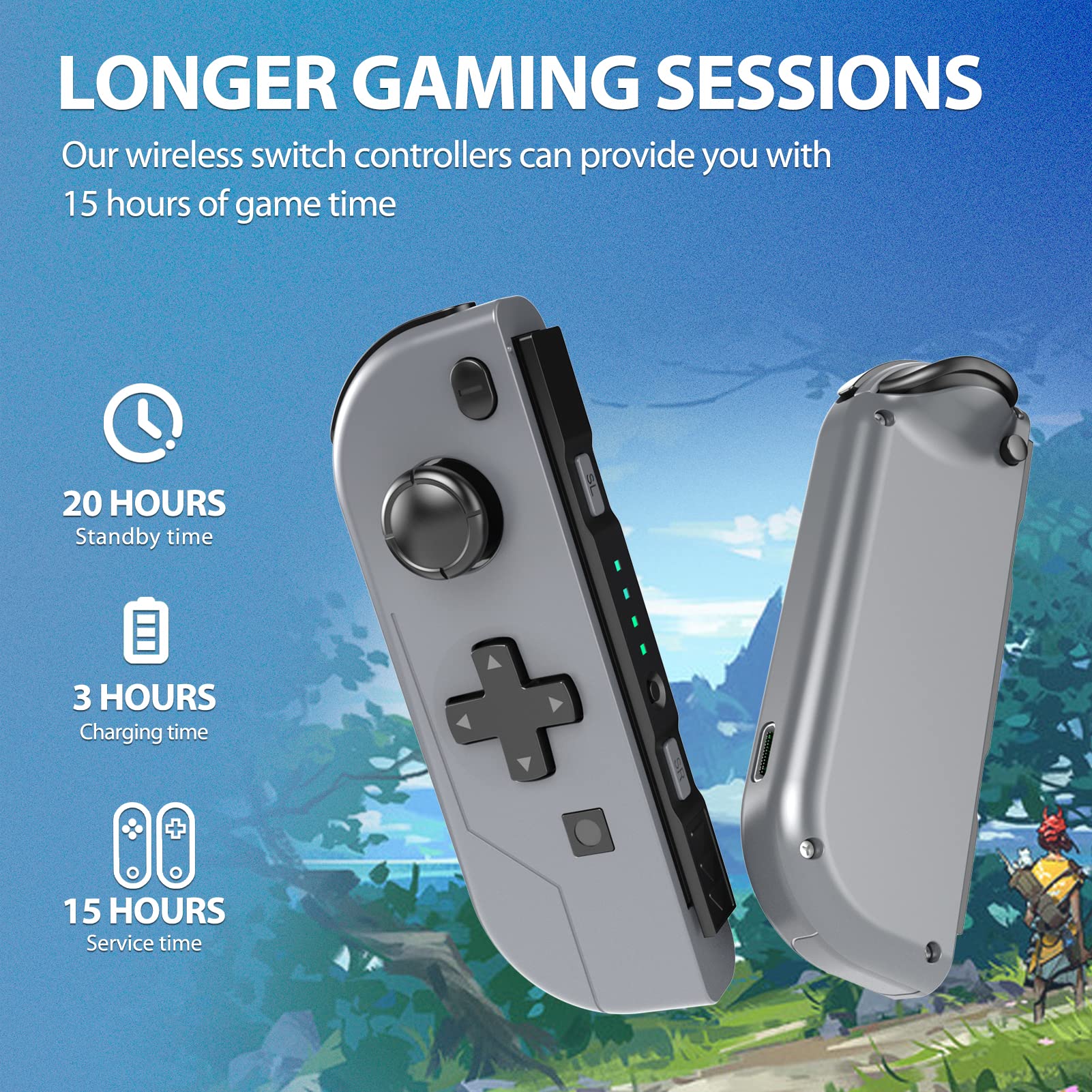 YCZHDV Joy Pad Controller Compatible with Switch, Joy PadReplacement Remotes with Wake-Up/Dual Vibration/Motion Control, Wireless Left and Right Switch Controller