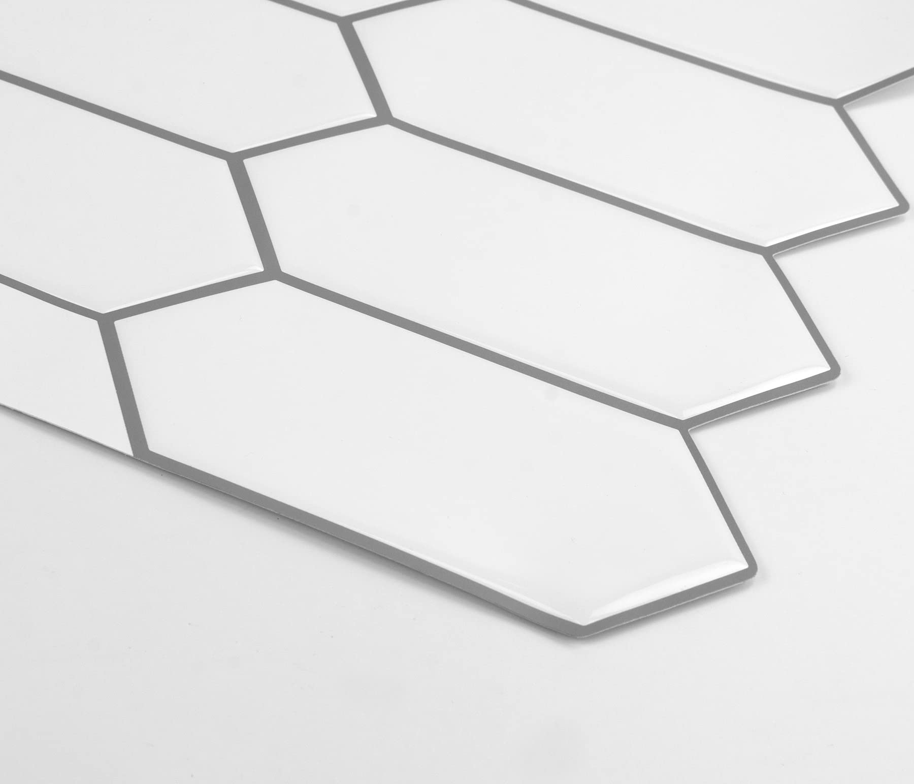 WallPops NH3972 Rhombus Backsplash Tile, White & Off-White 10 inch x 10 inch