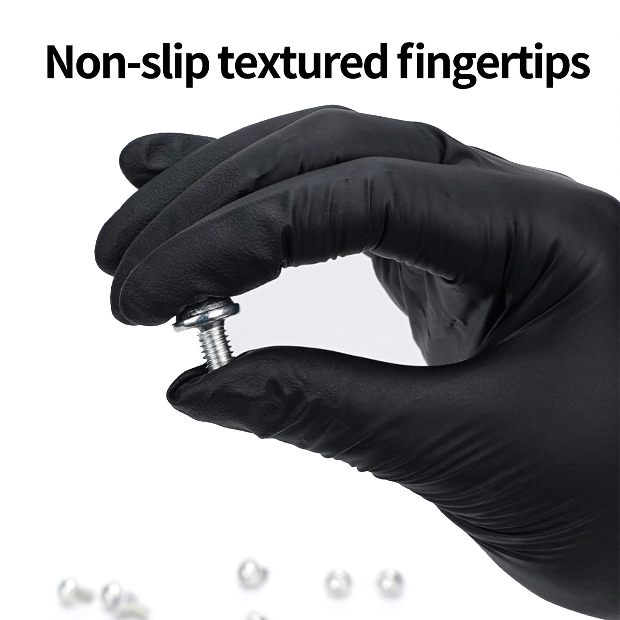 Purism Black Nitrile Gloves, 4mil, Size X-Large, 100 Pcs, Powder-free Latex free