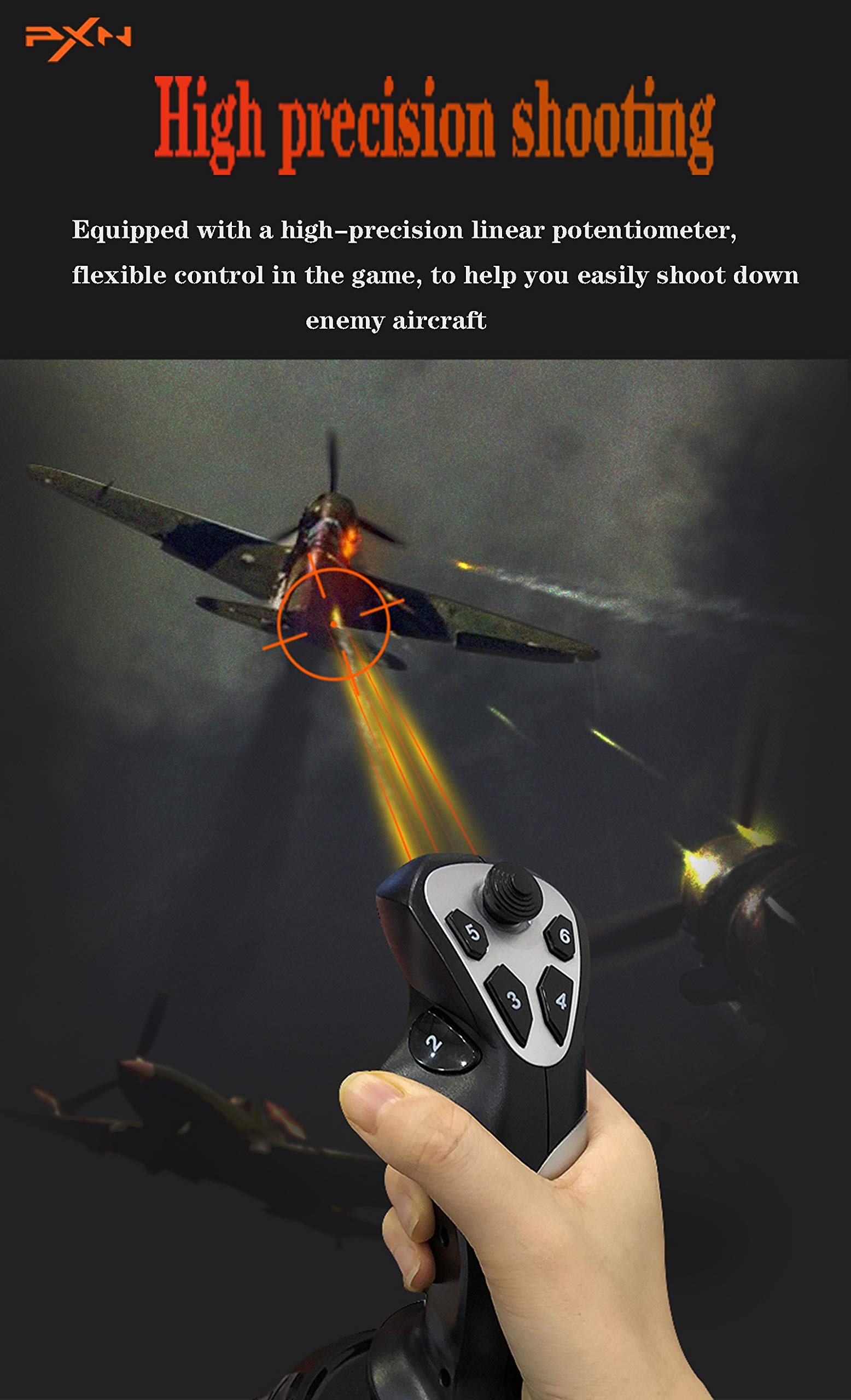 PXN-USB Flight simulation stick PC Flight Joystick Flight Joystick Controller, with Vibration Function Throttle Control, 12 Programmable Buttons, Compatible with Windows PC XP/VISTA/7/8