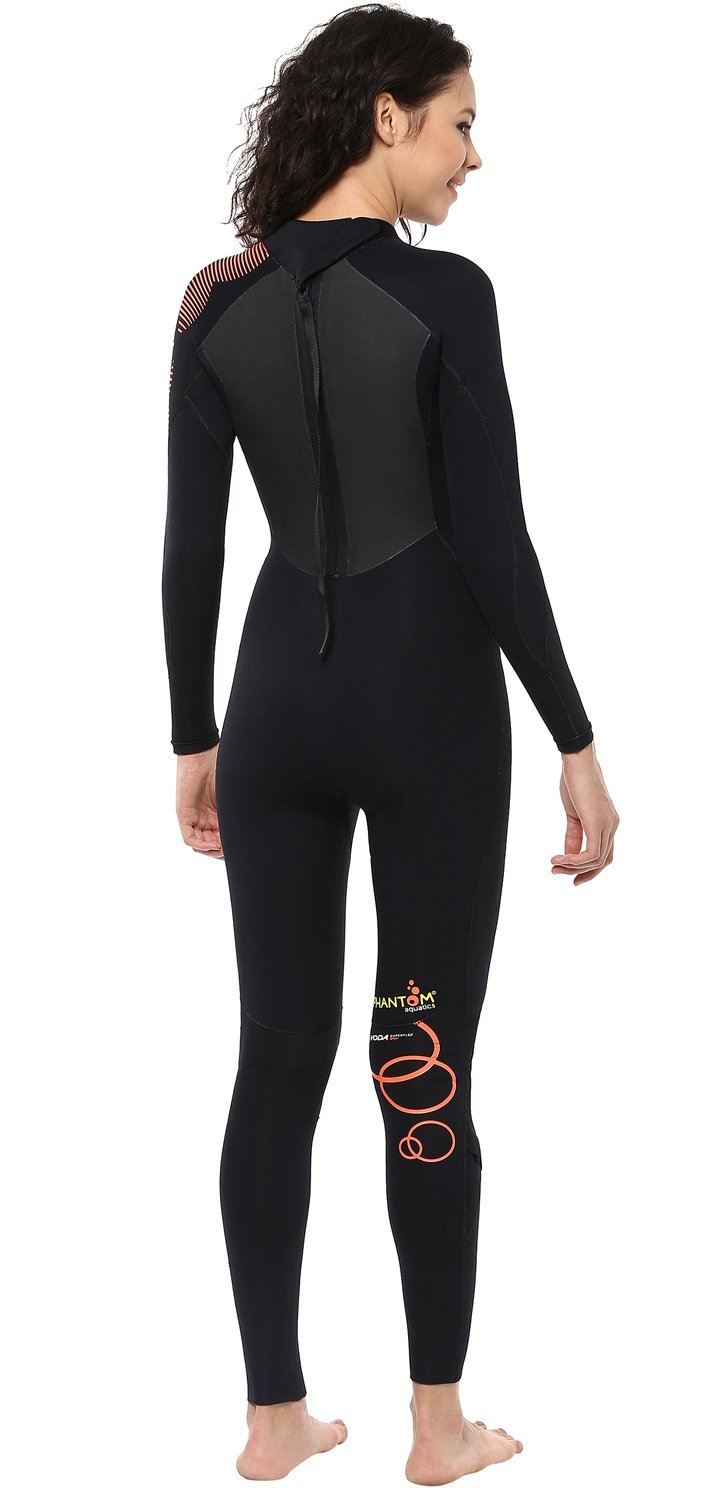 Phantom Aquatics Wetsuit Women's Voda Premium Stretch Full Suit, Black/Coral, XX-Large