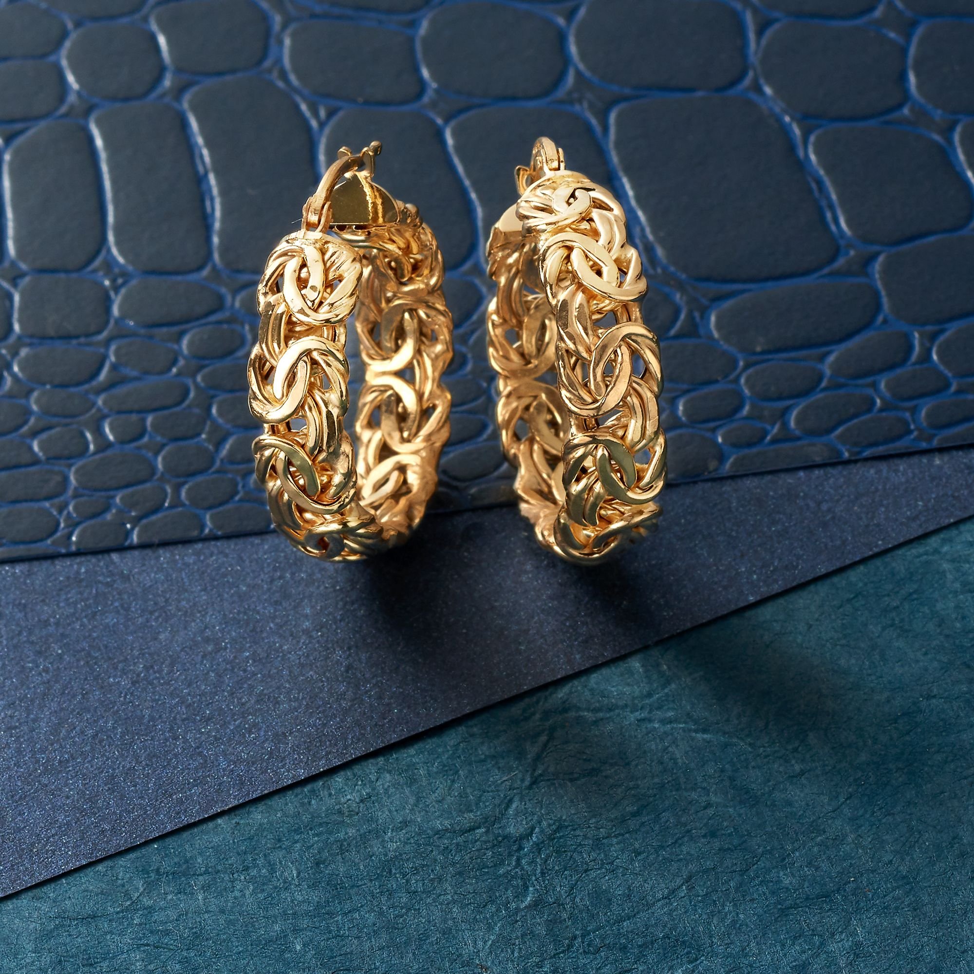 Ross-Simons Italian 14kt Yellow Gold Byzantine Hoop Earrings