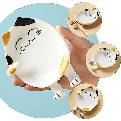 YFQHDD 1pc Chopsticks Stand Ceramic Spoon Shelf Cartoon Pot Cover Holder for Restaurant Home Bar Kitchen (Color : E)