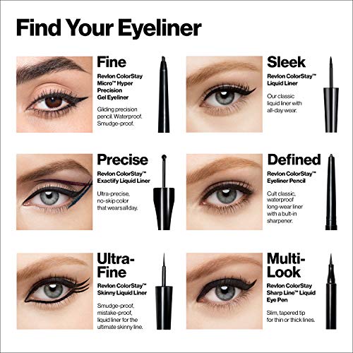 Revlon Skinny Liquid Eyeliner, ColorStay Eye Makeup, Waterproof, Smudge-proof, Longwearing with Ultra-Fine Tip, Black Out, 0.08 oz