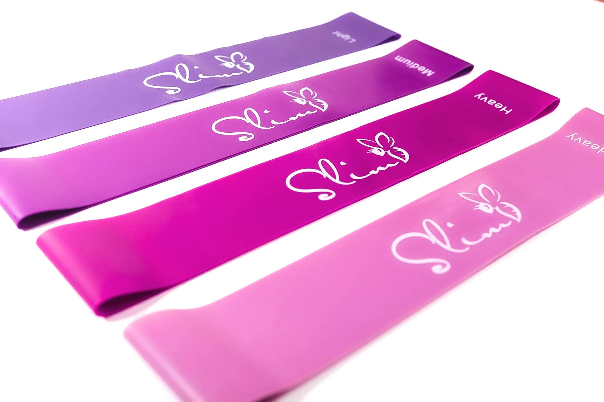 Slim Bee Resistance Work Out Bands Set with Carry Bag. Set of 4 - Home & Gym Workout Training Set - Exercise Workout Booty Bands for Legs, Butt and Arms