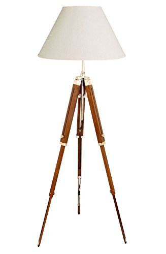 Vintage Armour Store Classical Designer Marine Tripod Floor Lamp Retro Vintage Wooden Tripod Lamp