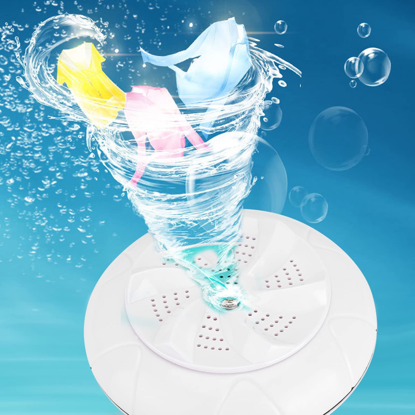 Ultrasonic Washing Machine, USB Powered Portable Turbine Washing Machine Ultrasound Turbo Washer for Traveling Camping Home College Dormitory (White)