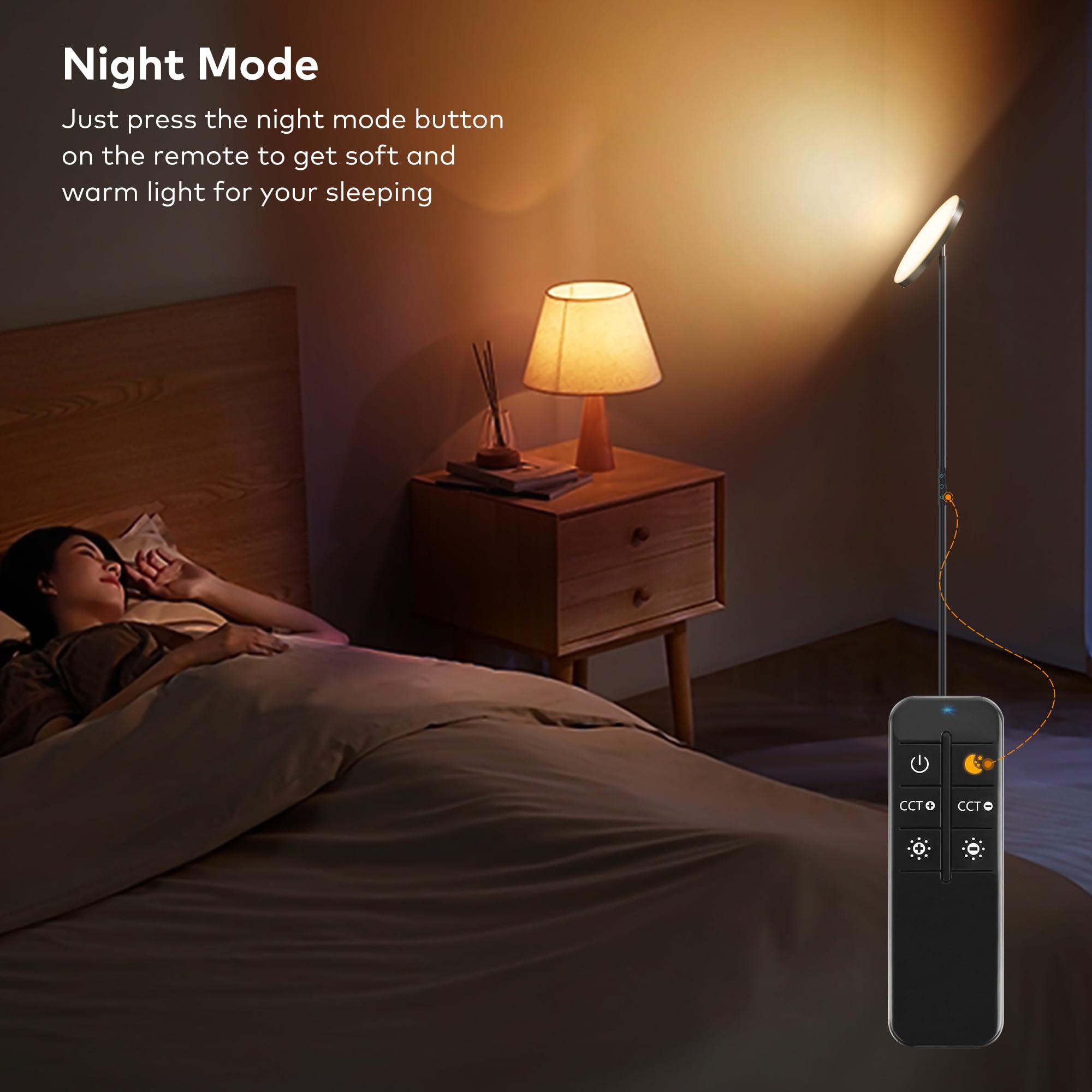 WOWLUMEN Floor Lamp,Bright 36W 3500LM Standing Lamp with Remote, 2700K Soft White to 6500K Cool White Adjustable,Touch Control Dimmable Torchiere Tall Lamp for Living Room,Bedroom,Office,Sofa(Black)