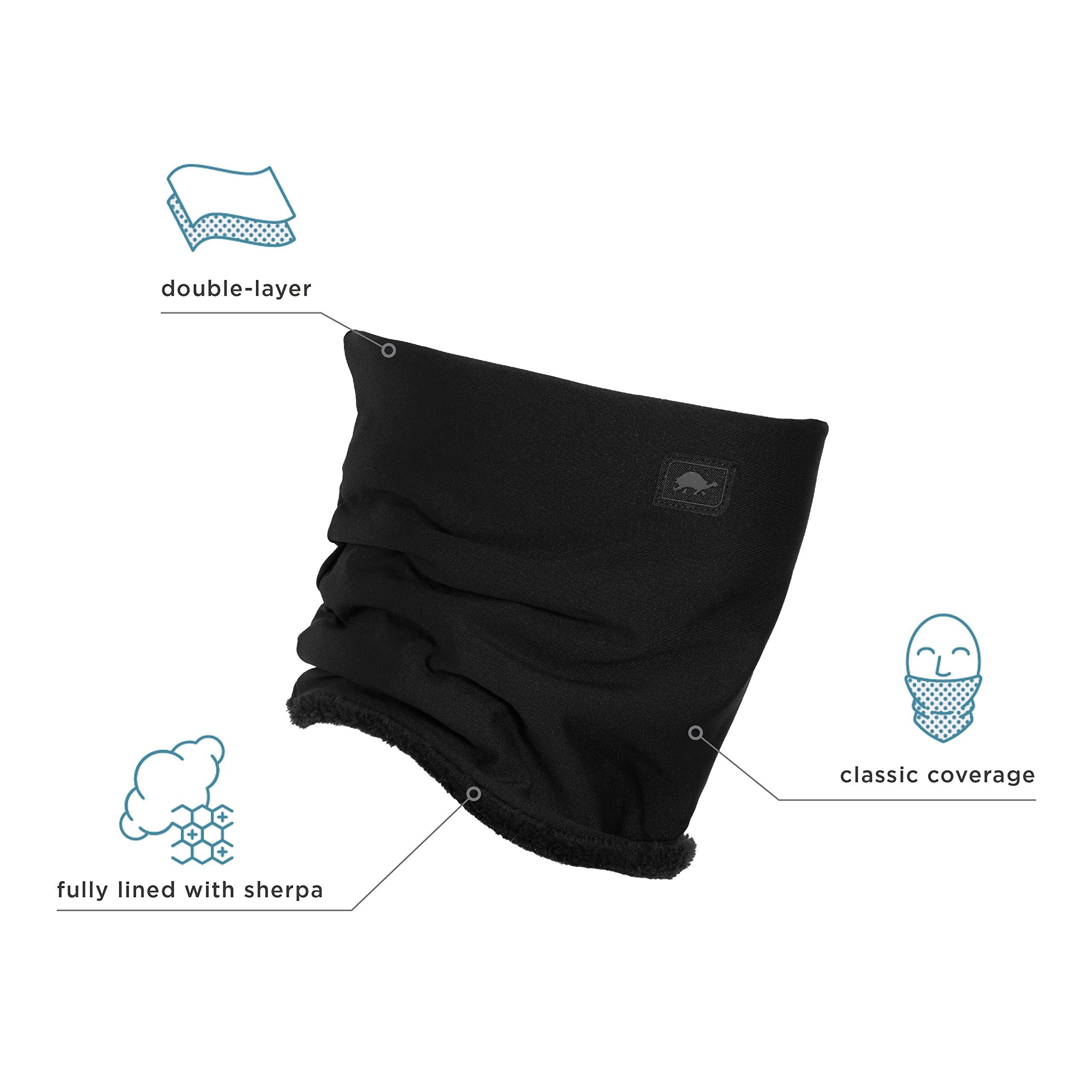 Turtle Fur Comfort Shell Neckula Fluffy Plush Fleece Lined Neck Warmer, Black