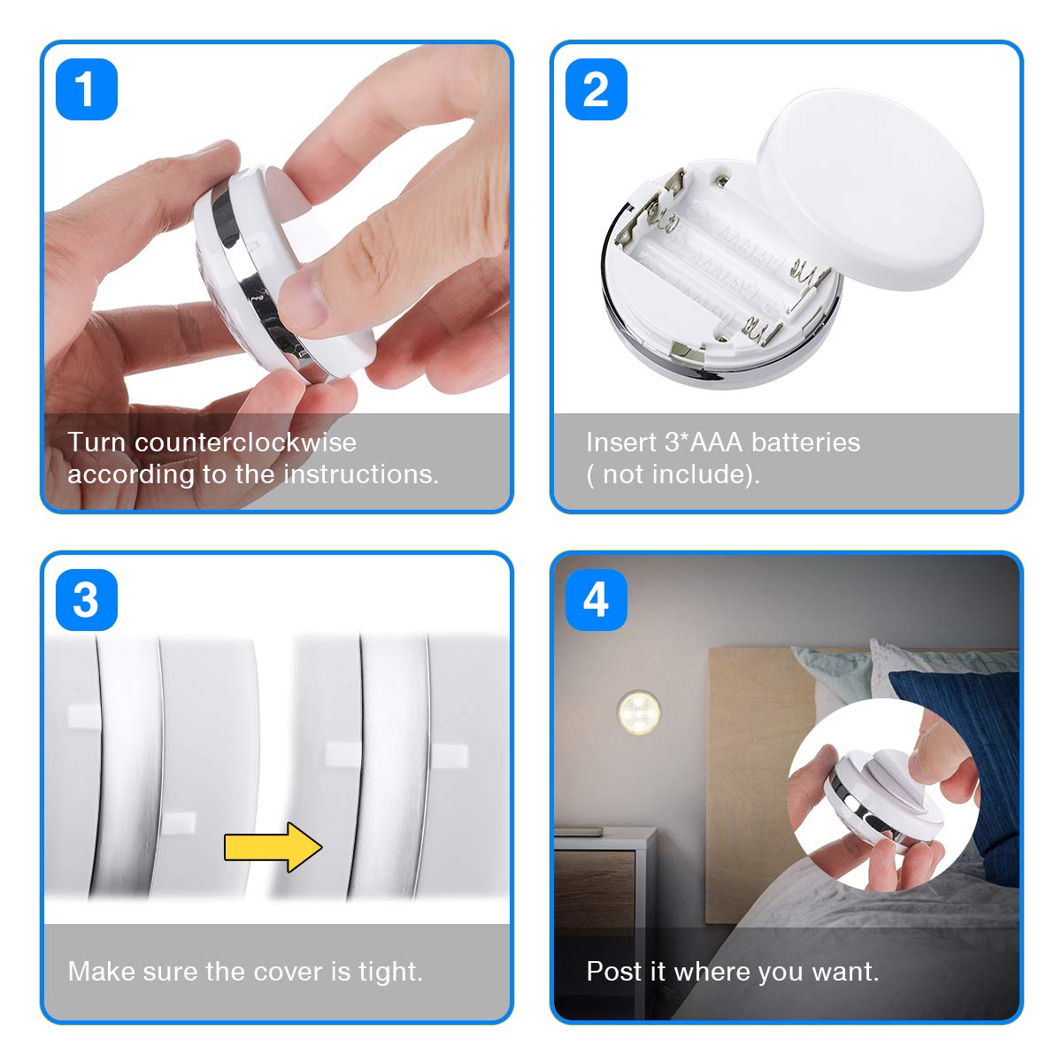 Puck Lights, LED Color Changing Puck Lighting LED Closet Lights Under Counter Lights Wireless LED Color Changing Puck Lights Battery Operated Dimmable Under Cabinet Lights for Kitchen (9 Pack)