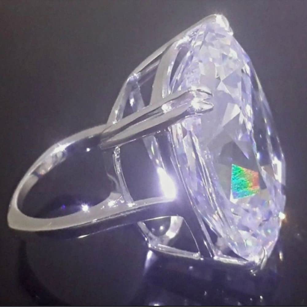 WDIYIEETN 925 Sterling Silver Shiny Huge White Birthstone CZ Crystal Wedding Rings (6)