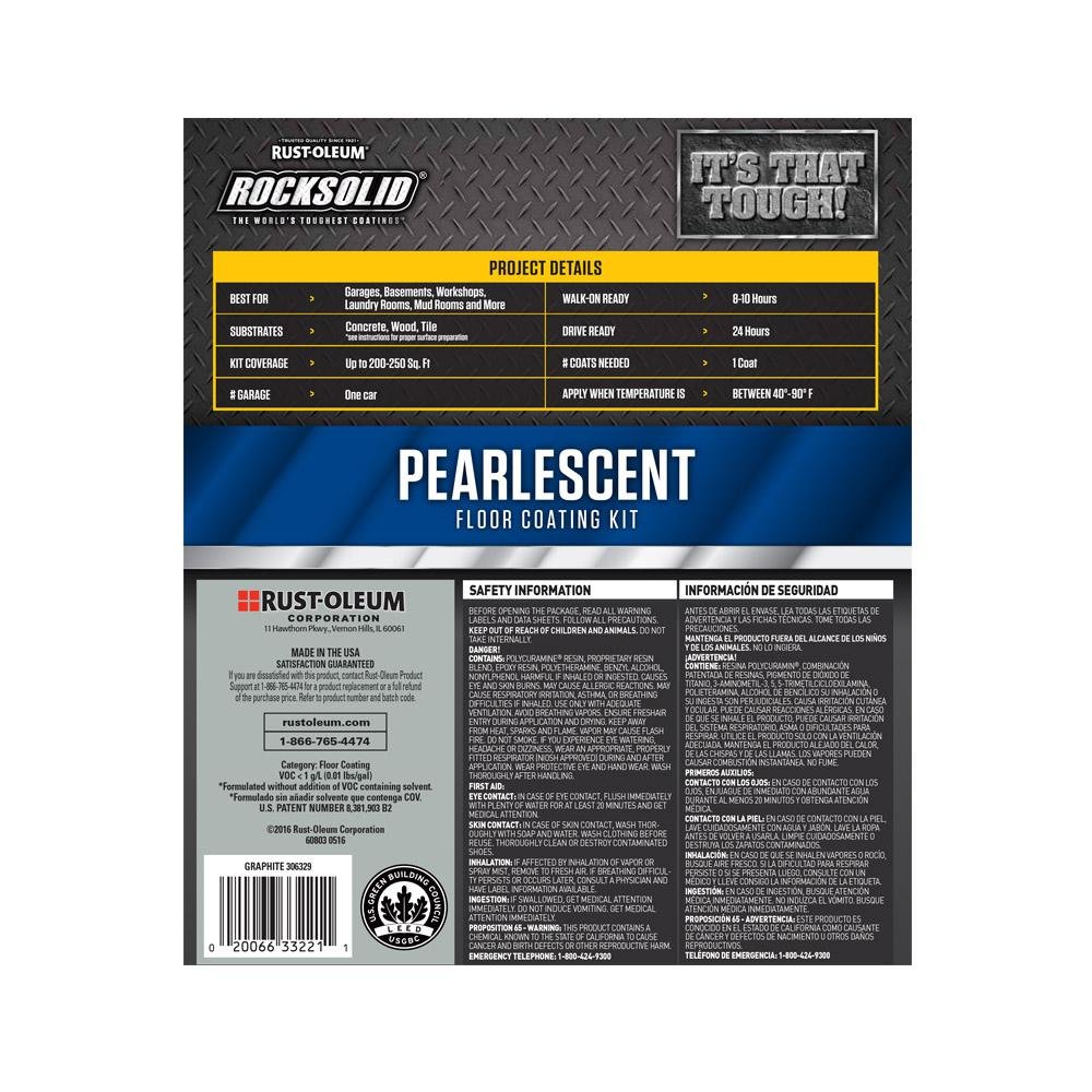 Rust-Oleum 306328 RockSolid Pearlescent 1 Car Garage Floor Coating Kit, Smoky Blue