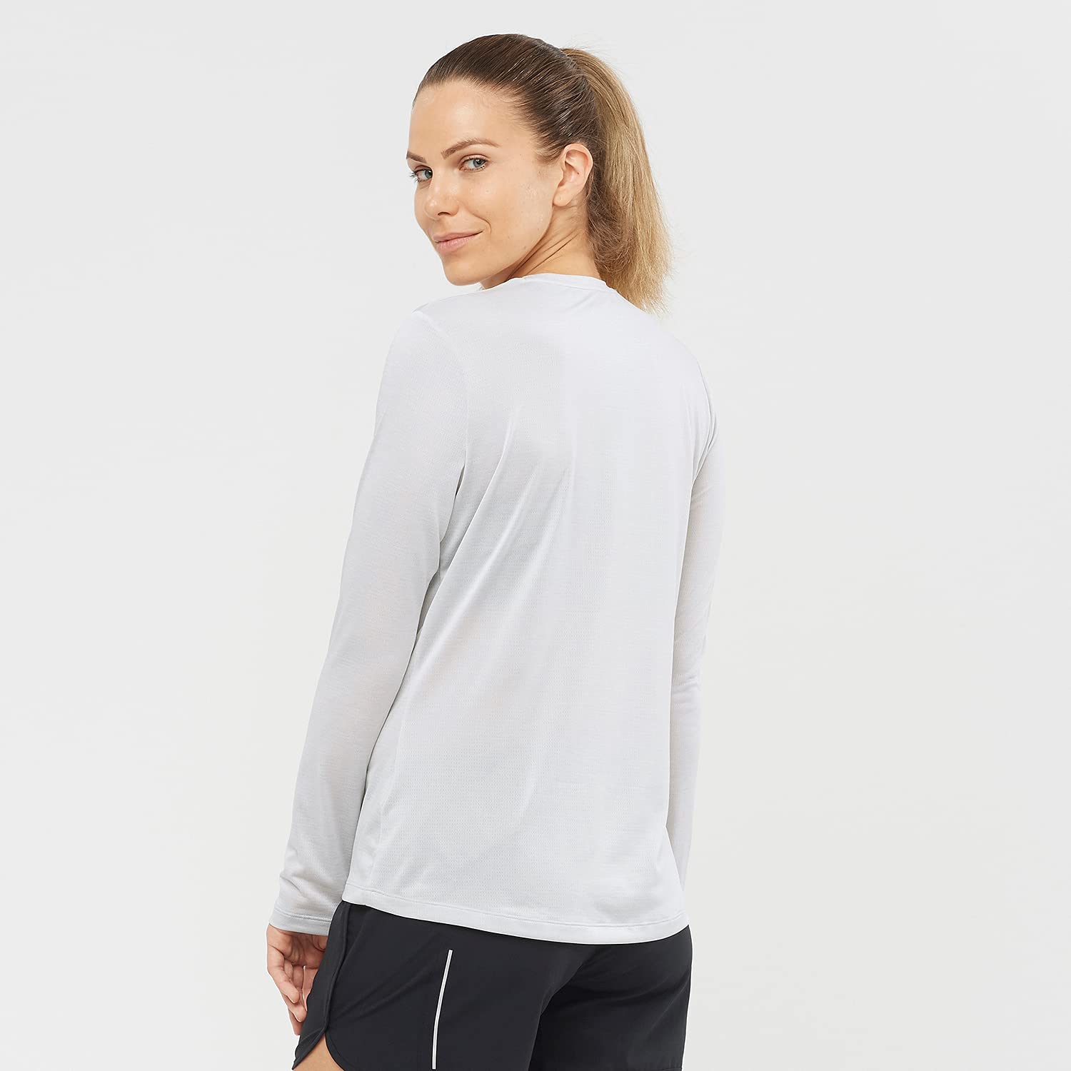 Salomon Women's Standard Agile LS TEE W, White, XL