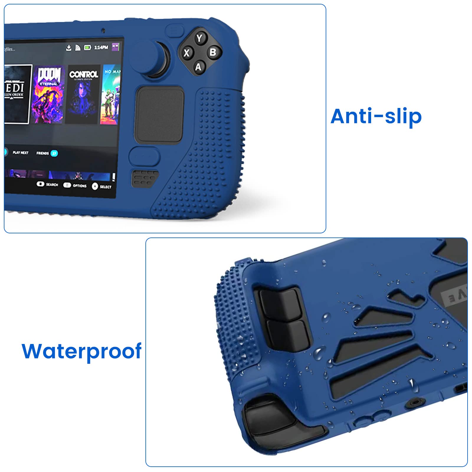 YEAOI Case for Valve Steam Deck 2022, Support Standing, Silicone Protector, Protective Cover with 4 Rocker Caps