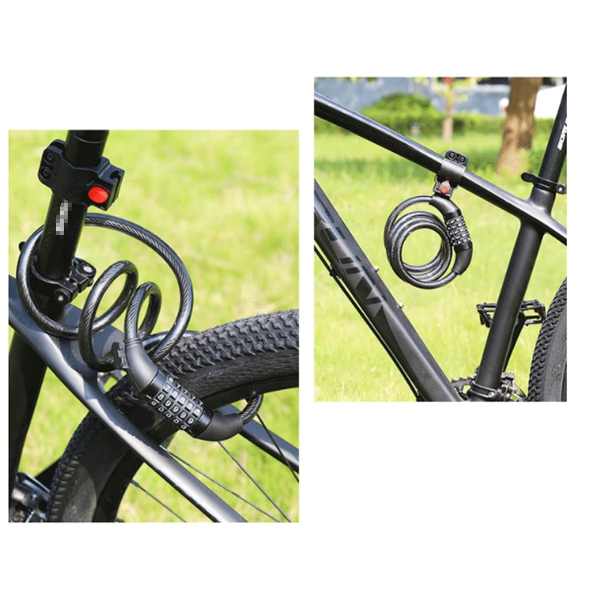 UFFD Bike Lock Cable, 5 Digit Resettable Bicycle Lock with Mounting Bracket, Bike Locks with Combinations Bike, Grills, Ladders - 13 mmDiameter (Color : Black, Size : 1.5m)