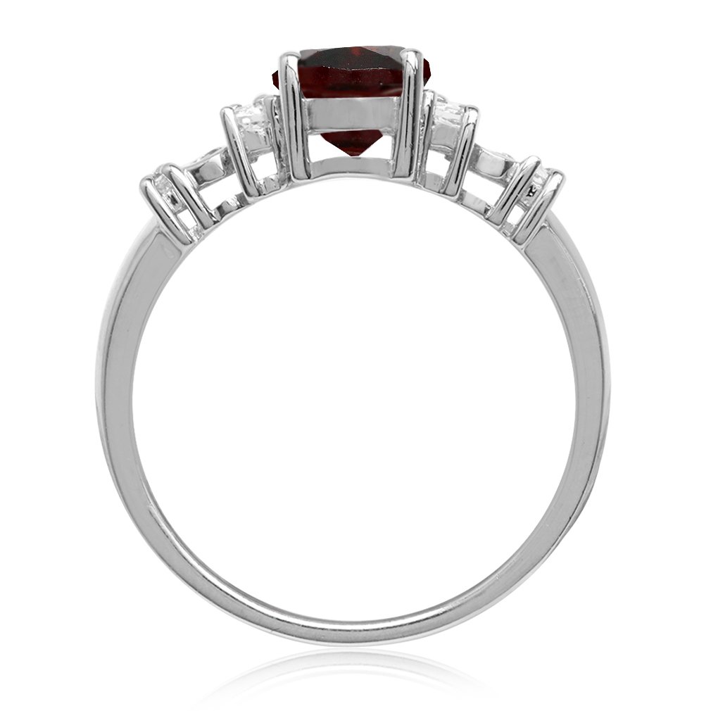 Silvershake 2.05ct. Natural Garnet and White Topaz 925 Sterling Silver Engagement Ring Size 7.5