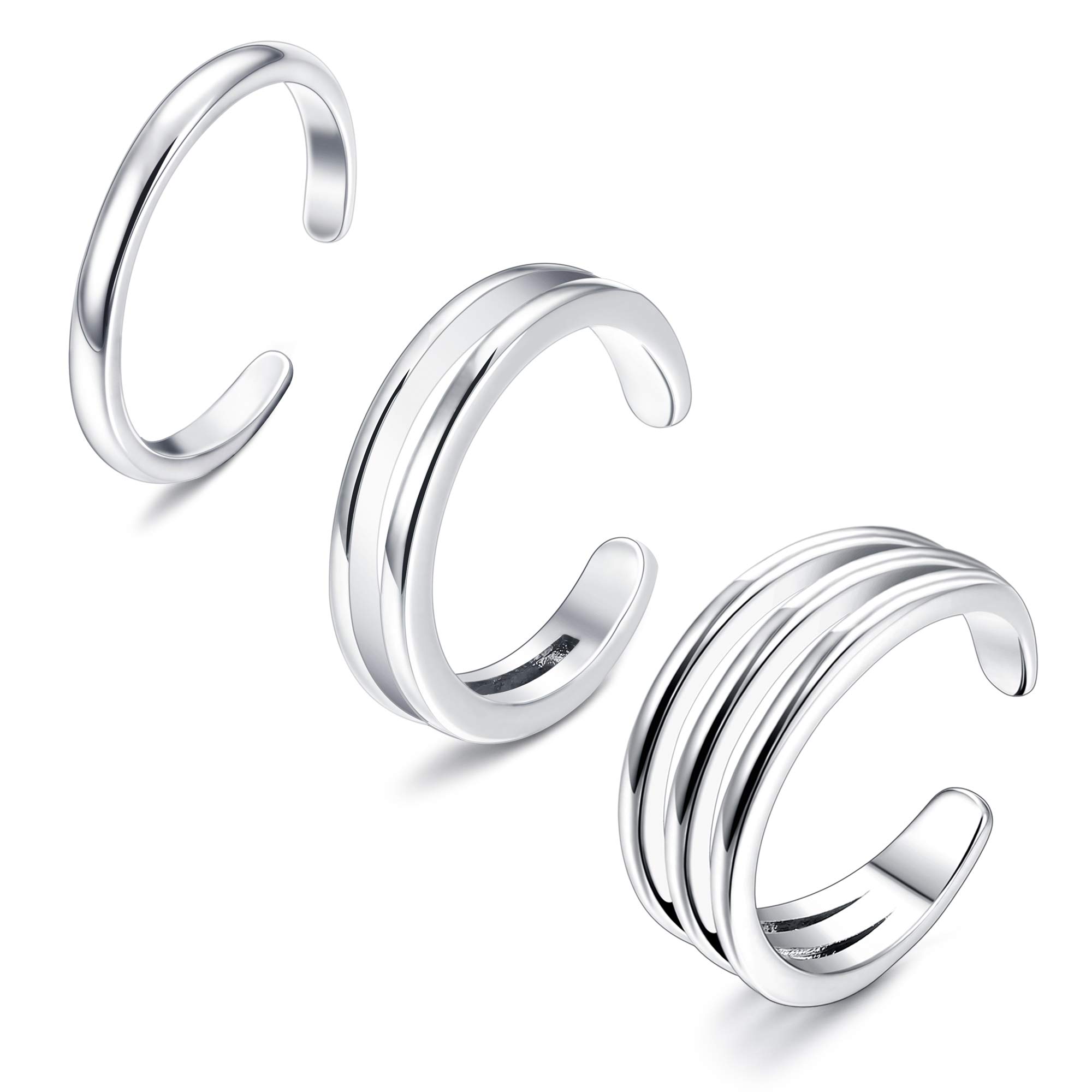 Sllaiss 925 Sterling Silver Minimalist Toe Rings Set Simple Open Thin Band Ring Adjustable for Women