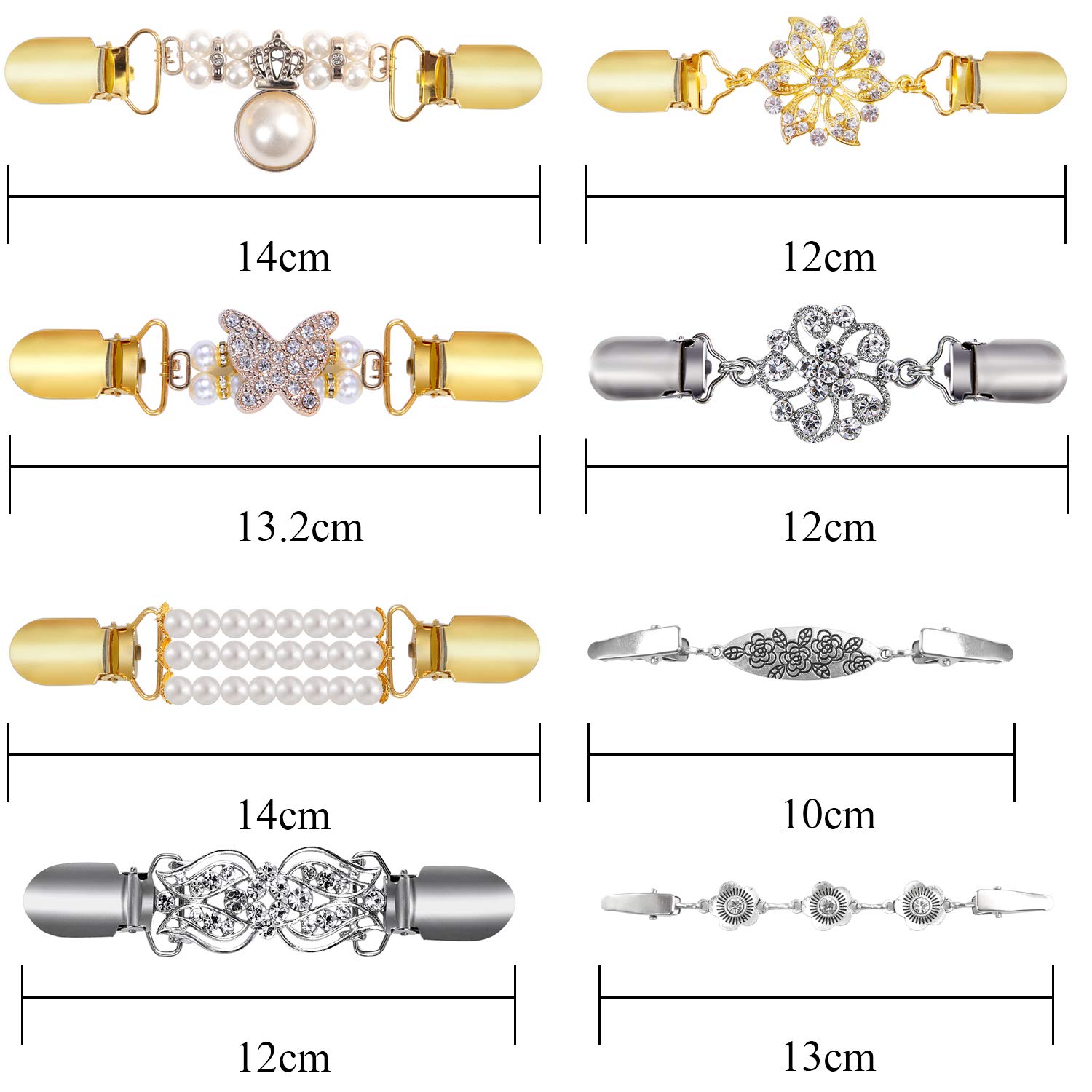 URATOT 8 Pieces Vintage Sweater Shawl Clips Cardigan Clips for Female, 8 Styles