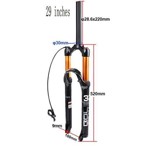 Suspension Mountain Bike,Bicycle MTB Aluminum Alloy Gas Fork Remote Lock Out Disc Brake Suspension Front Fork Gas Fork Accessories, Shoulder (Size : 29 inch)