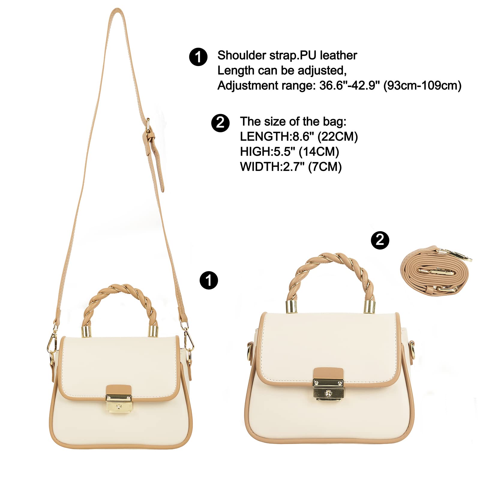 VODIU Women's Handbag Tote With Top-handle Zipper Closure for Women Shoulder Crossbody Bags Mini Flap Square