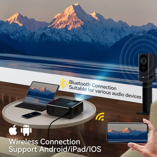 WiFi Bluetooth Projector, Rayfoto 9500L HD Native 1080P Projector, 4K Support Outdoor Movie Projector, Home Projector Compatible with TV Stick, PC, DVD, Laptop / Extra Bag Included, RD-881