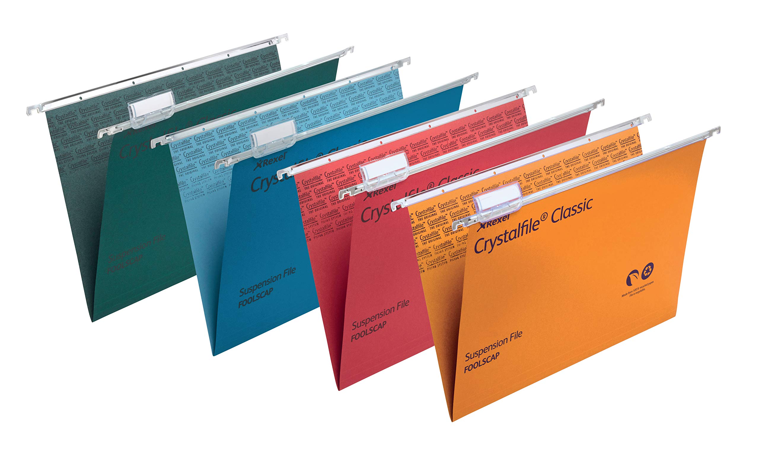Rexel Crystalfile Classic Suspension File Complete Foolscap Red Pk 50 78141