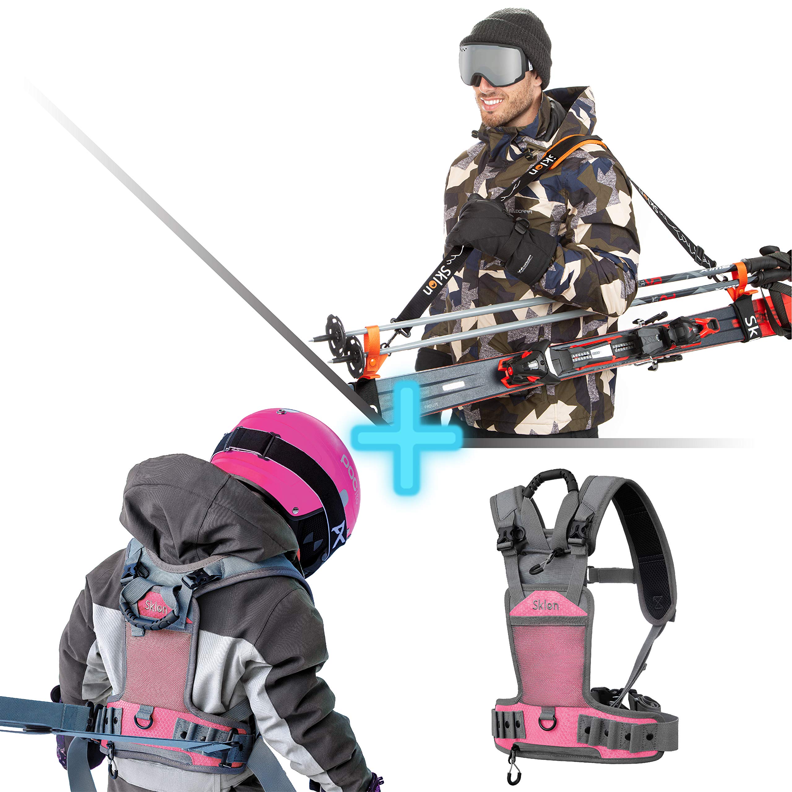 Ski & Snowboard Training Harness + Ski & Pole Carrier Bundle - Teach Your Child the Fundamentals of Skiing and Snowboarding - Complimented by Ski & Pole Carrier to Help Them Get to the Mountain