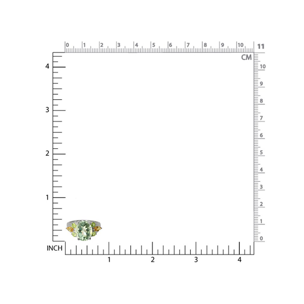 Silvershake 4.32ct. Natural Green Amethyst Peridot and Citrine 925 Sterling Silver Cocktail Ring Size 7
