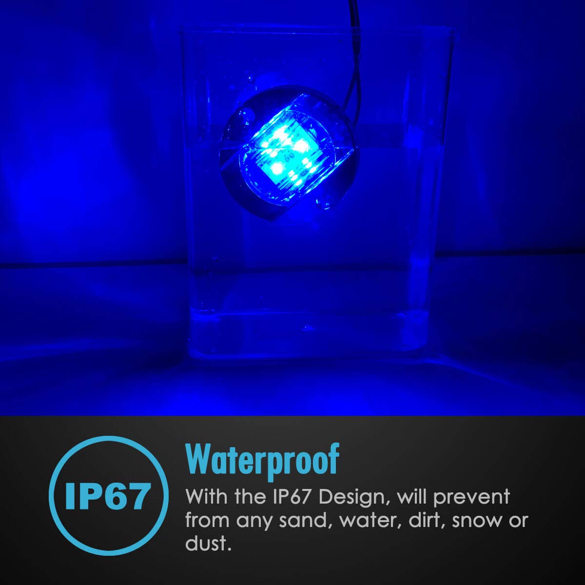 TCTAuto Marine Boat LED Blue Lights Interior Transom Cabin Courtesy Stern Navigation Lights 3 Inch 12V Round Chrome Clear Lens Waterproof, Pack of 2