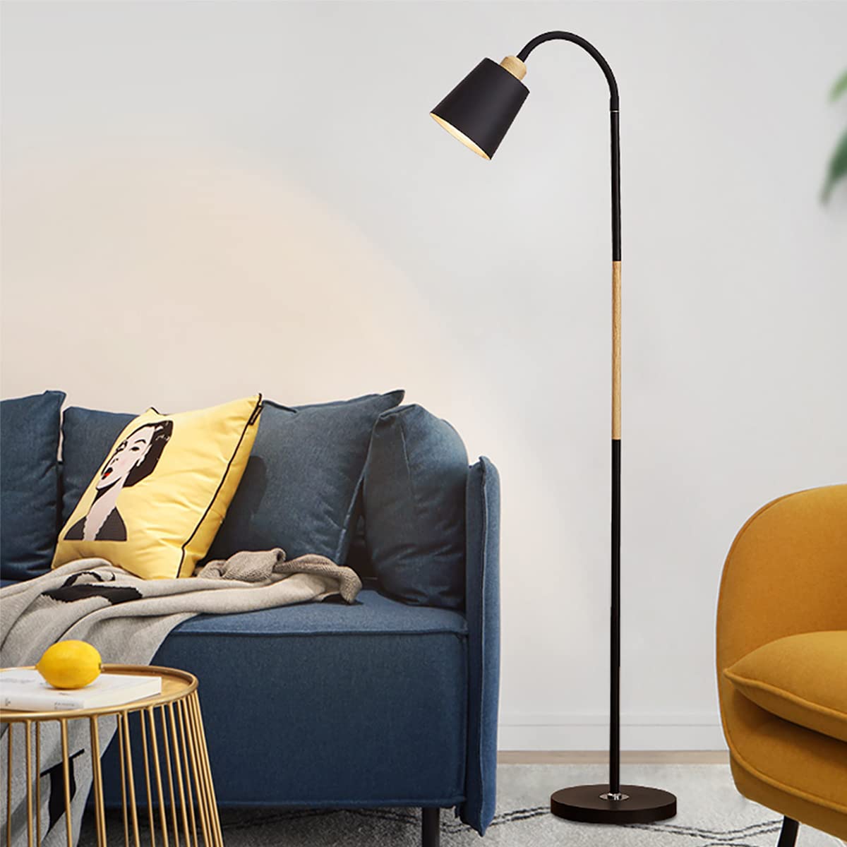Wetana Floor Lamp for Living Room with 3 Color Temperatures, Standing Lamp with 12W LED Bulb, E27 Socket, Modern Floor Lamps for Bedroom, Office, Living Room, Rustic, Vintage, Farmhouse