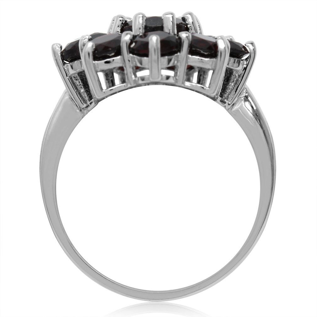 Silvershake 4.88ct. Natural Amethyst 925 Sterling Silver Flower Cluster Ring Size 8