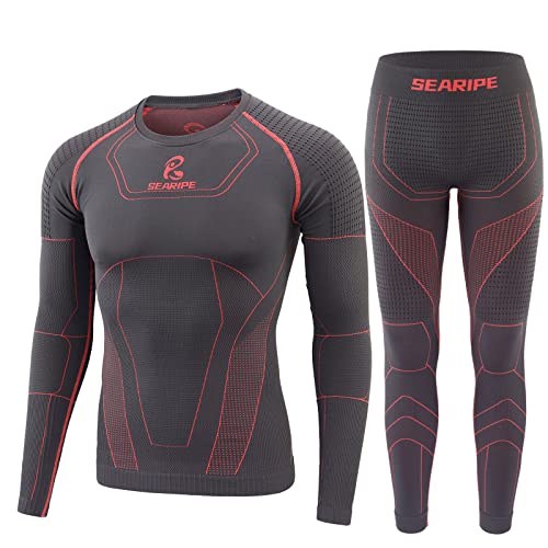 YEEFINE Men's Thermal Underwear Base Layer Top & Bottom Set for Men Long Johns for Cold Weather Hunting Ski Snow Snowboard(Gray,S)