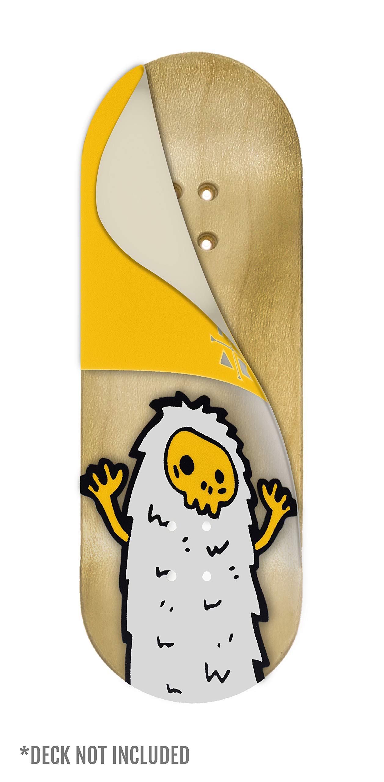 Teak Tuning Fingerboard Deck Graphic, Yellow Yeti - Adhesive Graphics to Customize Your 35mm Fingerboard Deck - 110mm Long, 35mm Wide, 0.2mm Thick - Waterproof Vinyl - Includes Mini File