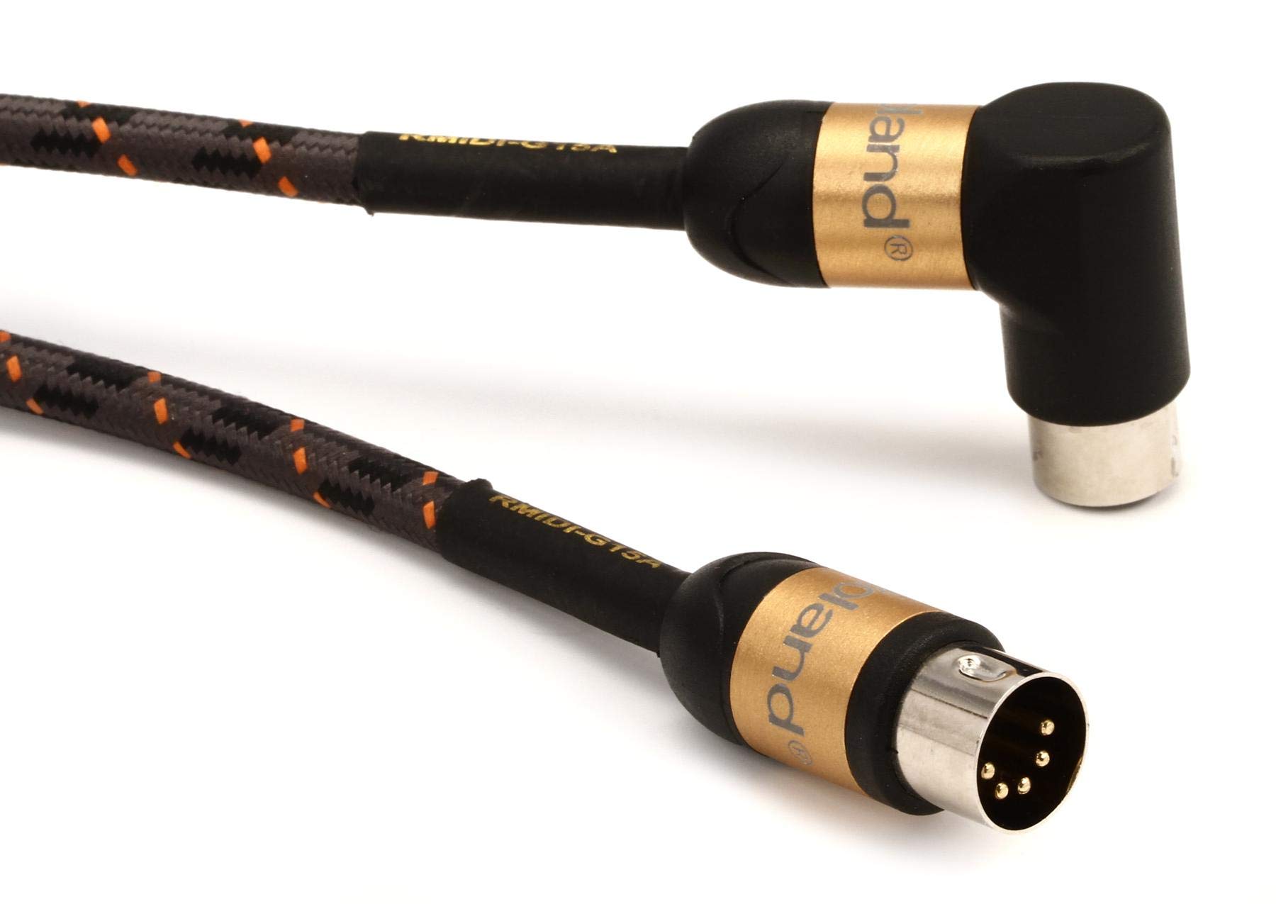 Roland Gold Series MIDI Cable, Angled/Straight, 15 feet (RMIDI-G15A)