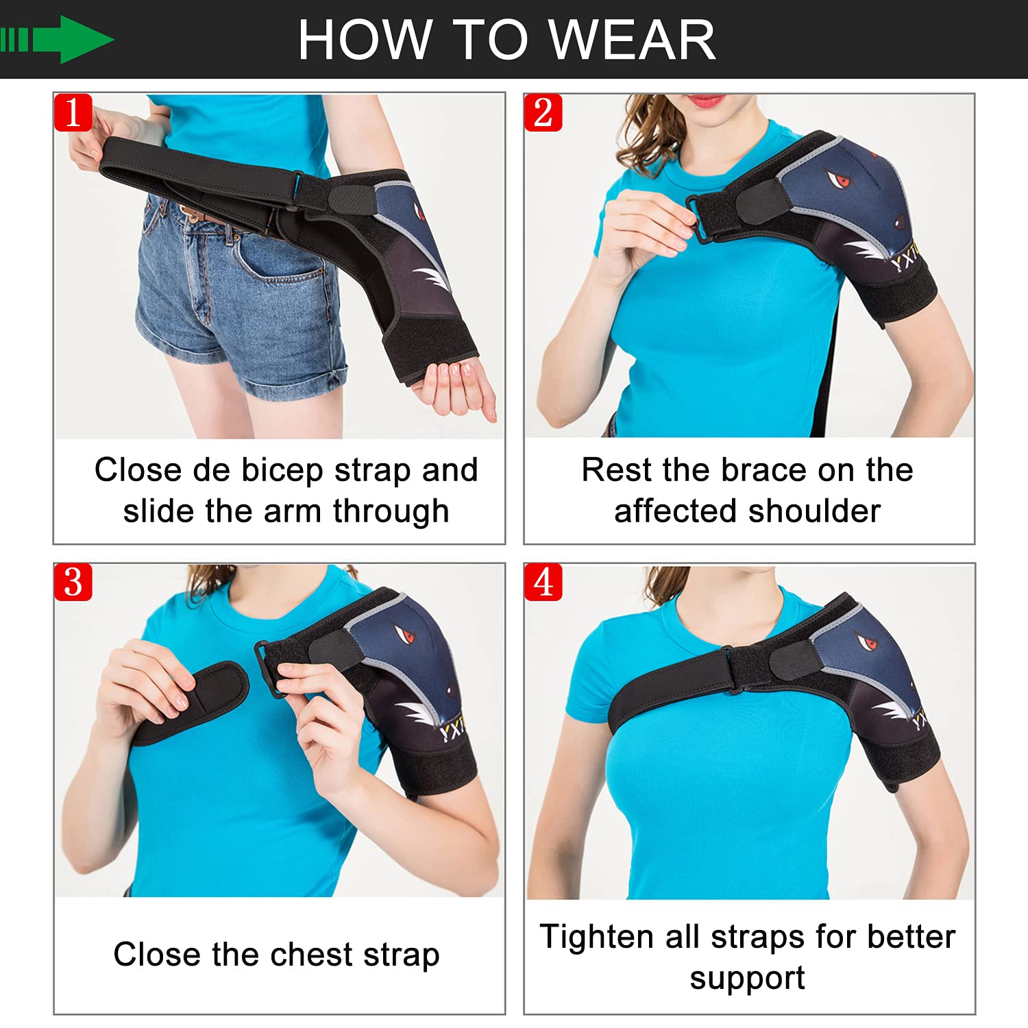 YXTC Shoulder Stability Brace for Men and Women, Compression Support for Torn Rotator Cuff and Other Shoulder Injuries，Tendonitis, Dislocation, Bursitis, Pressure Pad Light and Breathable Neoprene Shoulder Support for Rotator Cuff, Dislocated AC Joint Pa