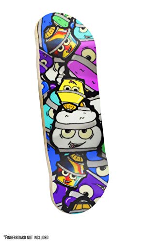 Teak Tuning Fingerboard Deck Graphic, Bubble Bushing Collage" - Adhesive Graphics to Customize Your 32mm - 110mm Long, 35mm Wide, 0.2mm Thick - Waterproof Vinyl