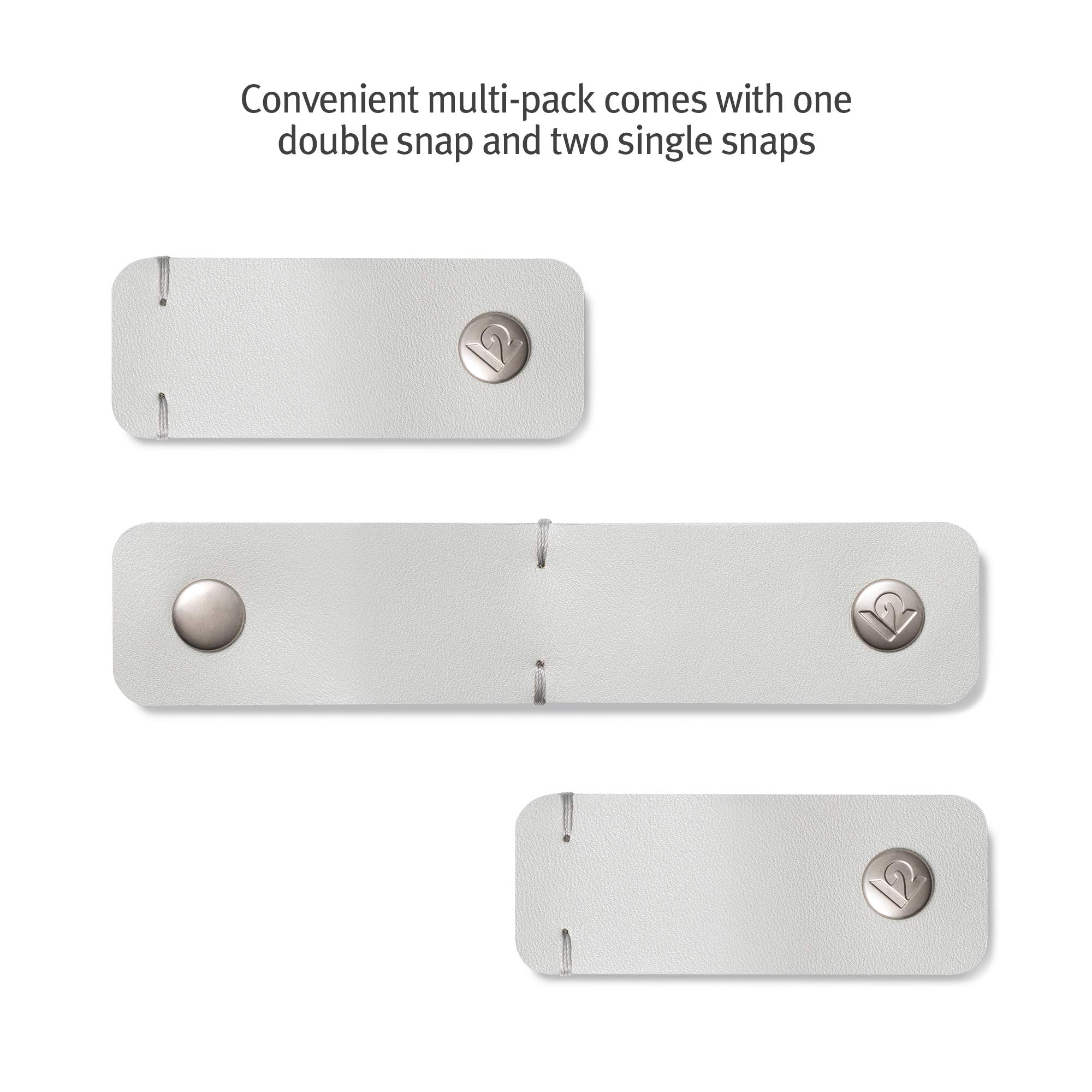 Twelve South SurfaceSnap | 3pk, Leather Cord Organizers/Cable Management with Damage-Free Adhesive for Any Surface (Grey)